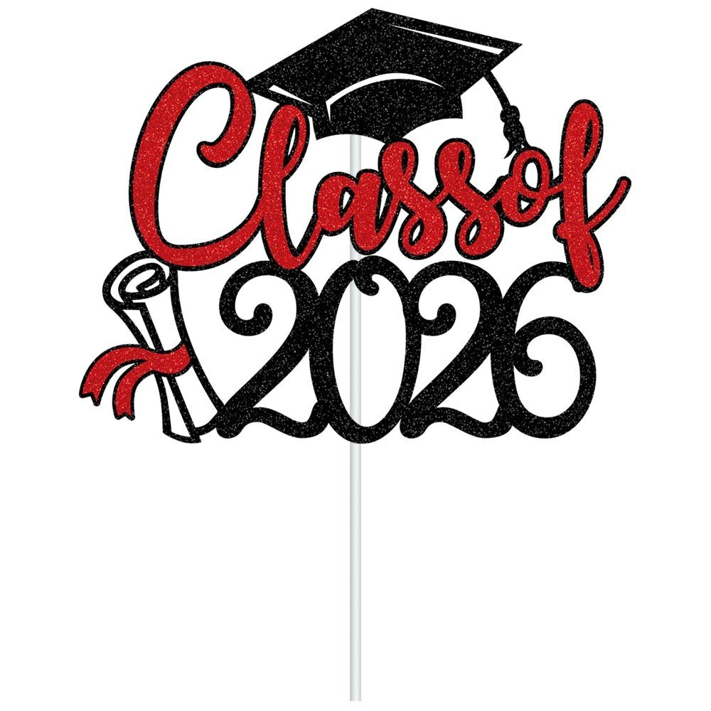 Топпер для торта выпускной Class of 2026 красный декор для праздника выпускного вечера средней школы высшего учебного заведения аксессуар для украшения праздничного стола