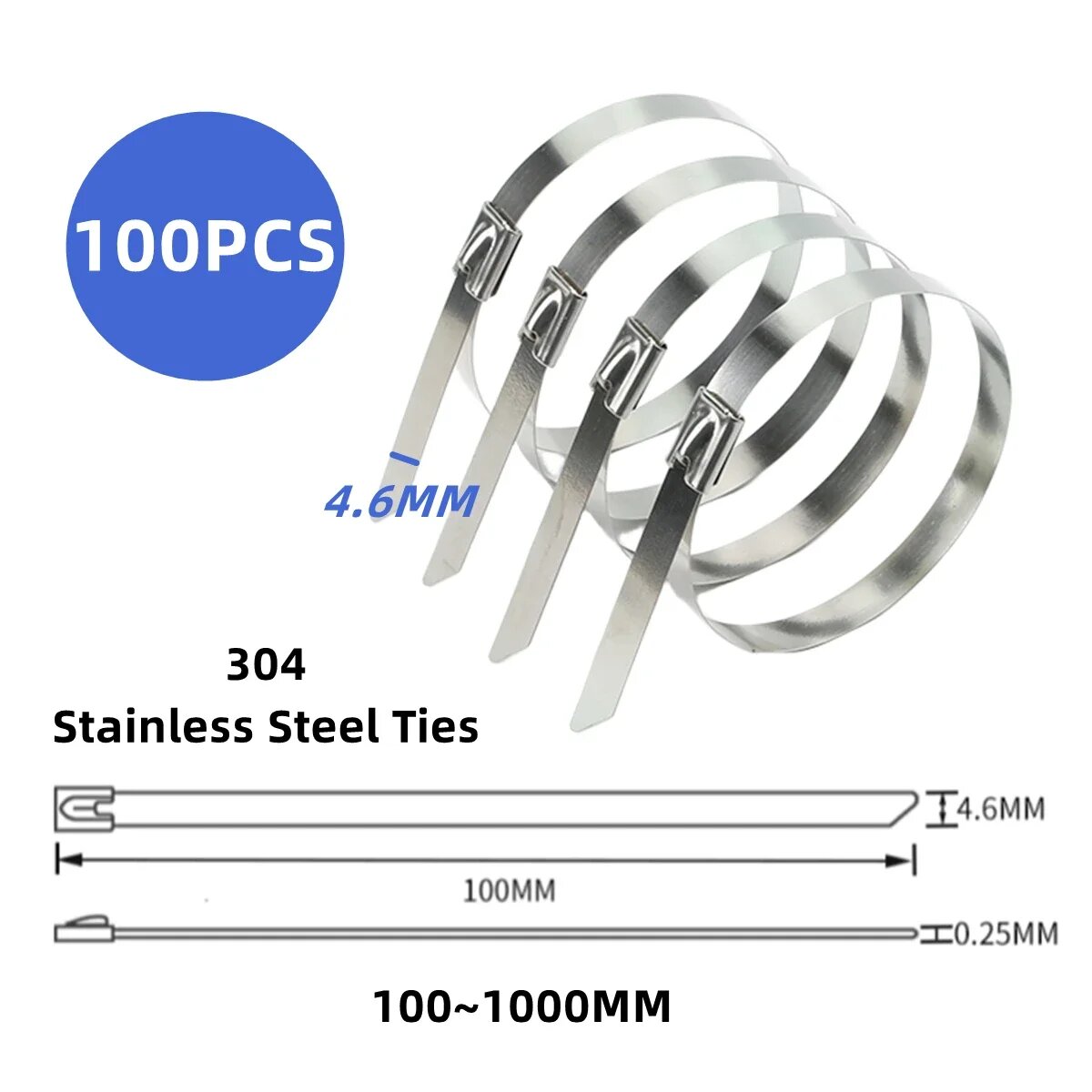 Стальные стяжки 4.6 мм, 100PCS