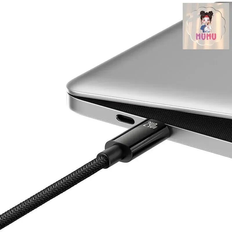 Baseus Аудиокабель USB Type-C/USB Type-C, 2 м, черный, 240 Вт — фото 1