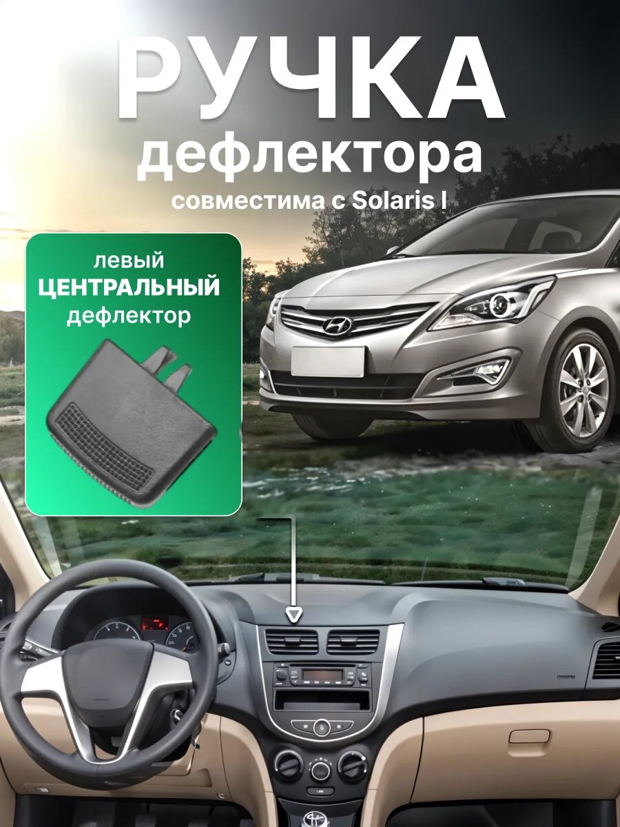 Ручка дефлектора для Hyundai Solaris I (Хендай Солярис 1), левая центральная