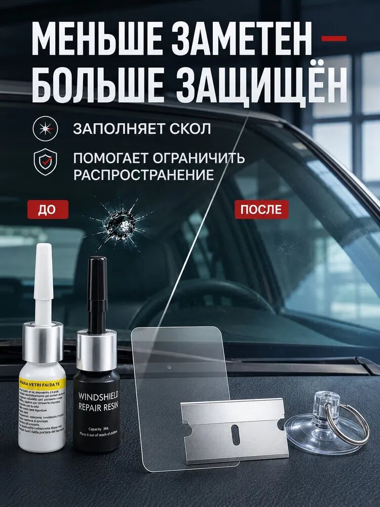 Набор для ремонта лобового стекла автомобиля, клей для авто