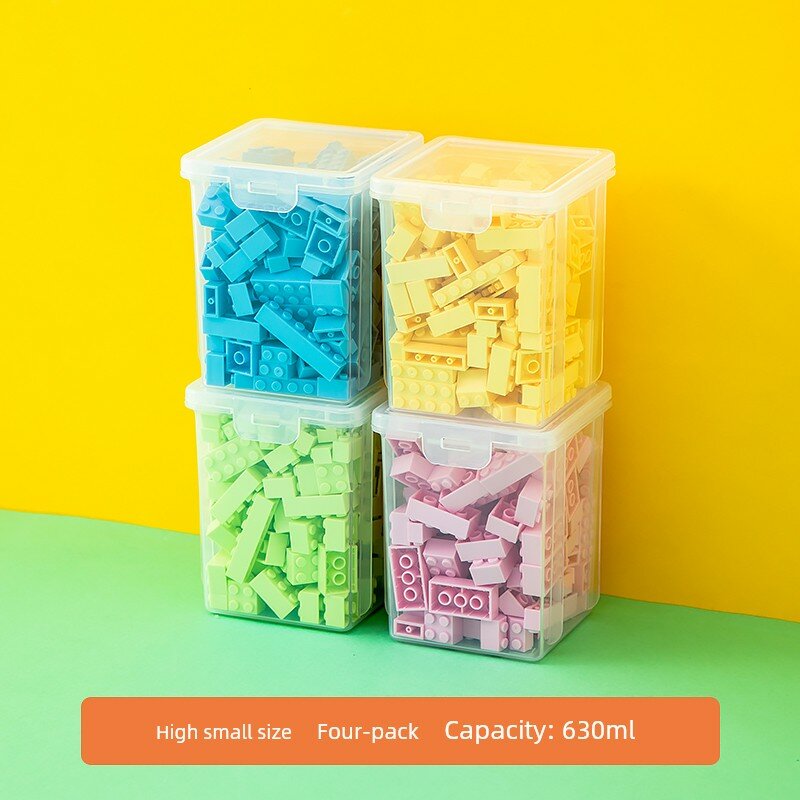 Маленькая коробка для хранения конструктора LEGO, высокая модель, набор из 4 штук, прозрачный контейнер для сортировки