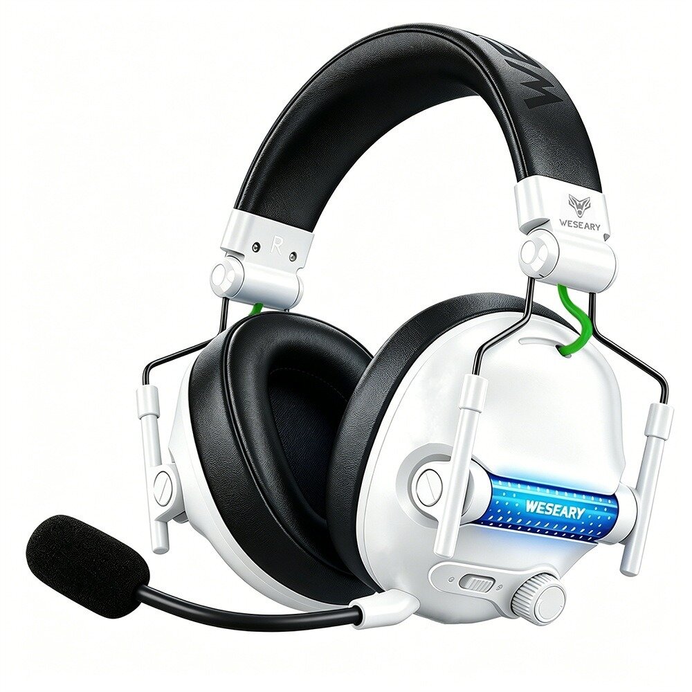 Наушники беспроводные игровые WESEARY WG2 с микрофоном ENC, 2.4G, Bluetooth 5.4, 7.1, RGB, 50 мм
