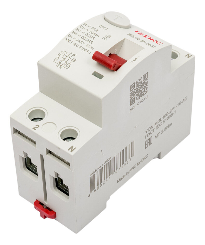 DKC Устройство защитного отключения узо вдт yon max mdl100, 2p, 10ma, 16a, тип ас MDL100-2P1-16-AC