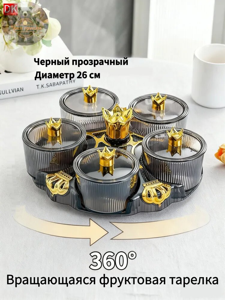 Менажница вращающаяся 26.3 см ABS пластик 1 шт прозрачный