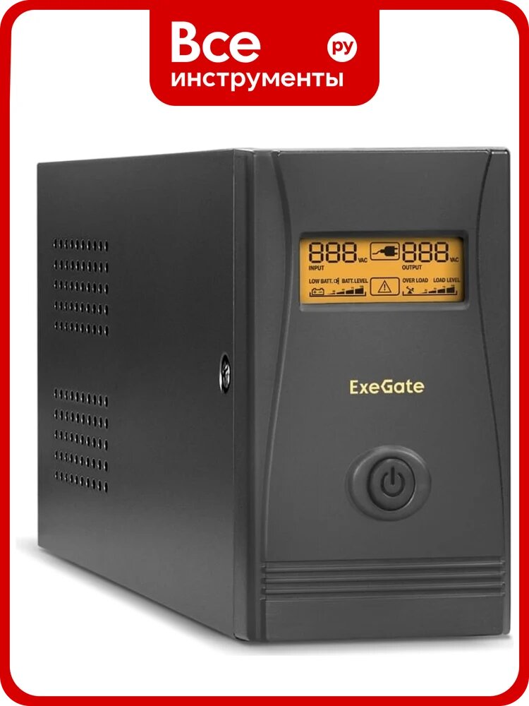 Источник бесперебойного питания ExeGate Power Smart ULB-850. LCD. AVR. EURO. RJ 850VA/480W, LCD, AVR, 2 евророзетки, RJ45/11, Black 285479