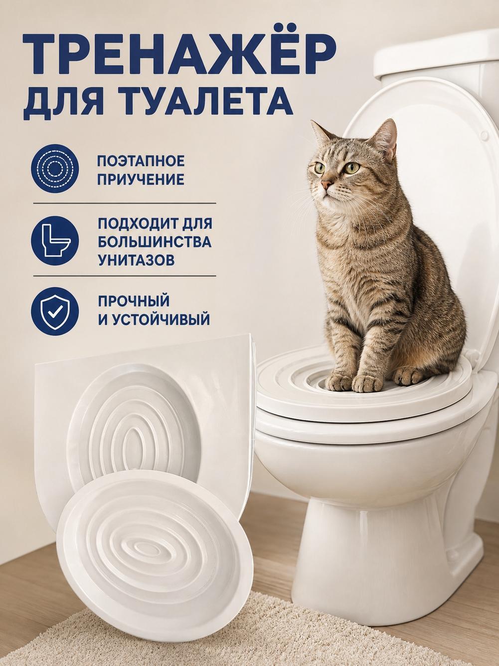Набор для приучения кошки к унитазу, многоразовый тренажёр для кошек, избавление от лотка и запаха