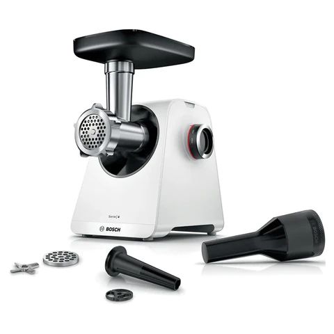 Мясорубка BOSCH MFWS420W, мощность 1900Вт, производ.2,5 кг/мин, металл. шнек, реверс, пластик, MFWS420W-4027/1