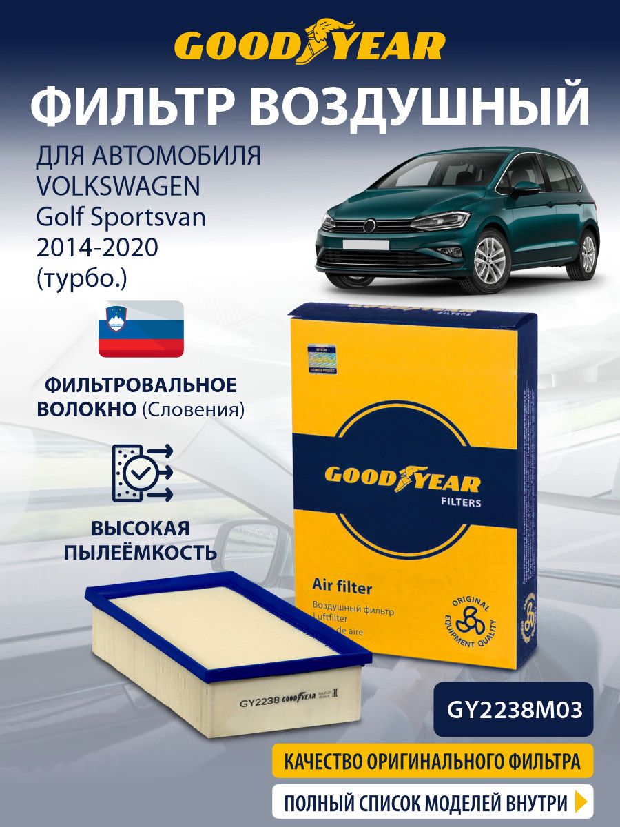 Фильтр воздушный VOLKSWAGEN Golf Sportsvan (Фольксваген Гольф Спортсвэн турбо) 1.6 2.0 2014-2020