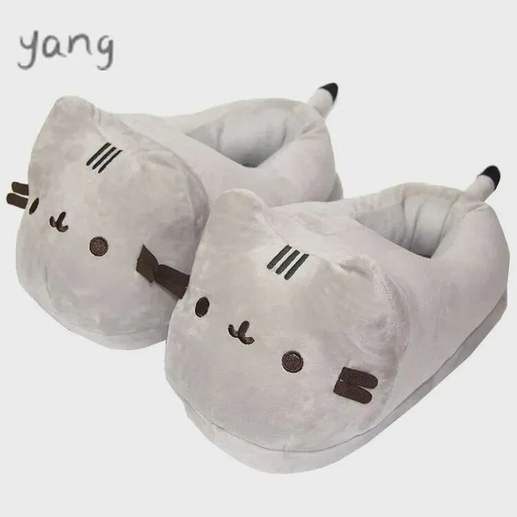 Хлопковые тапочки Kawaii Pusheen, зимние удобные теплые тапочки с героями мультфильмов аниме на мягкой подошве для