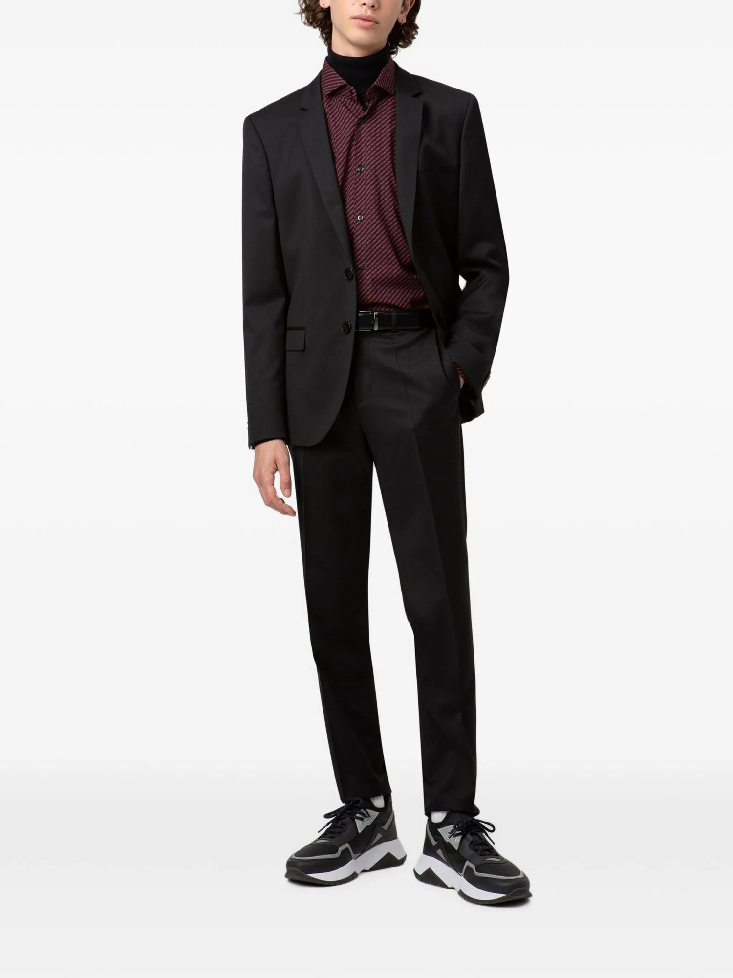Куртка HUGO Notch-lapel two-button jacket, размер 46, черный — фото 1