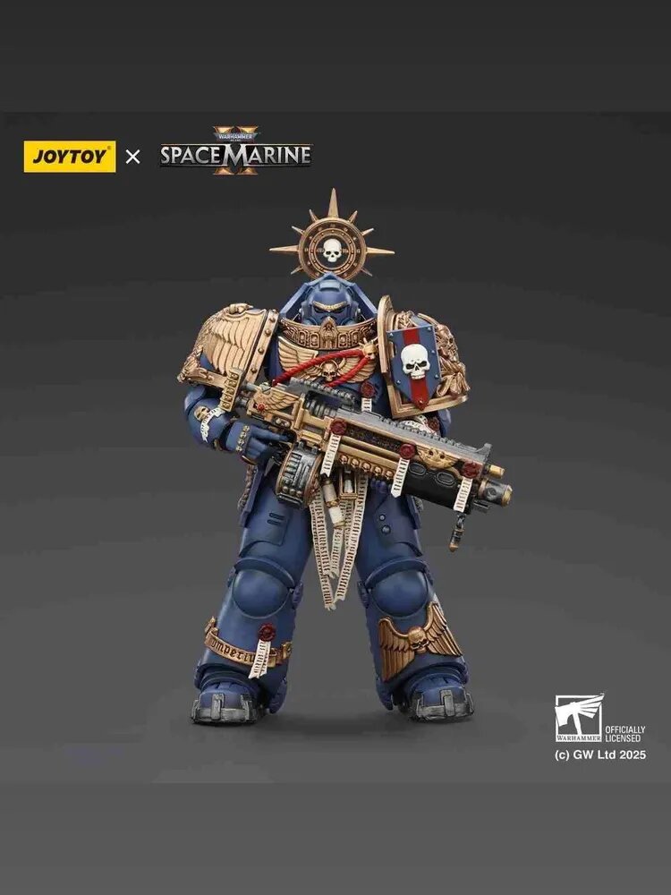 JOYTOY Warhammer 40K Ultramarines Heavy Relic Primus Armor with Heavy Relic Bolt Rifle, коллекционная модель 1/18, JT02854