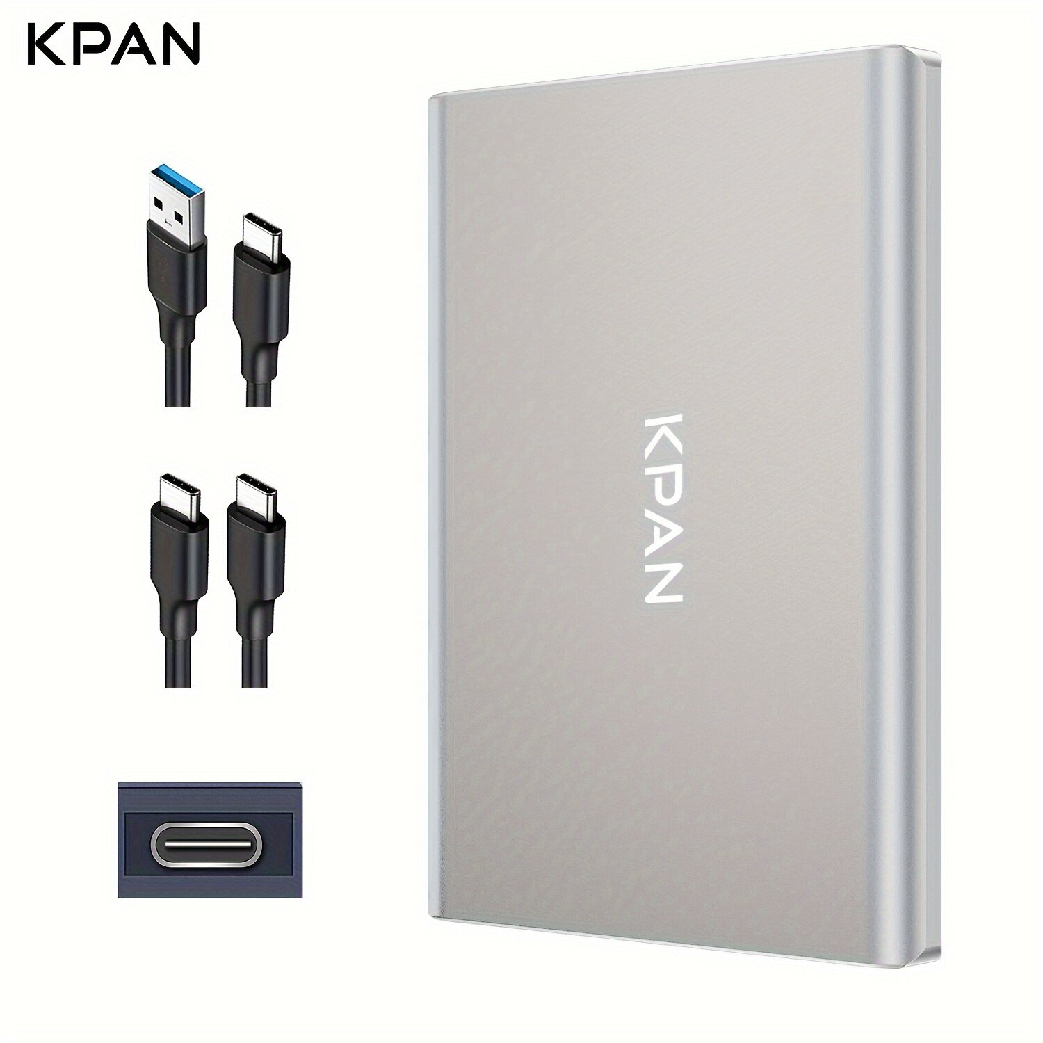 Внешний портативный жесткий диск 320 ГБ, серебристый, интерфейс USB 3.0 и Type-C, совместим с ПК, ноутбуками, планшетами, смартфонами и телевизорами, файловая система NTFS