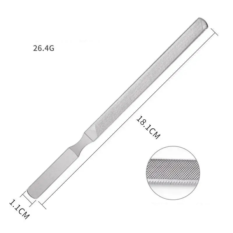 Четырехсторонняя пилка для ногтей AACAR из нержавеющей стали 18cm