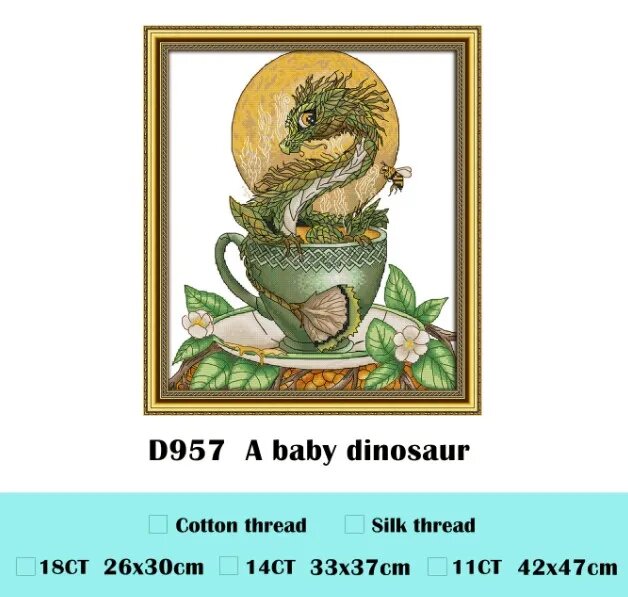 Набор для вышивки крестом Dreampattern Динозавр/Дракон 18/14/11 ct D957, 14ct unprint canvas