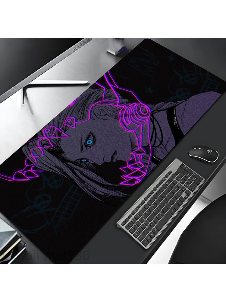 Игровой коврик для мыши League of Legends jinx, офисное нескользящее покрытие для настольной клавиатуры XXL с защитой от обрастания, размер 40x90 см