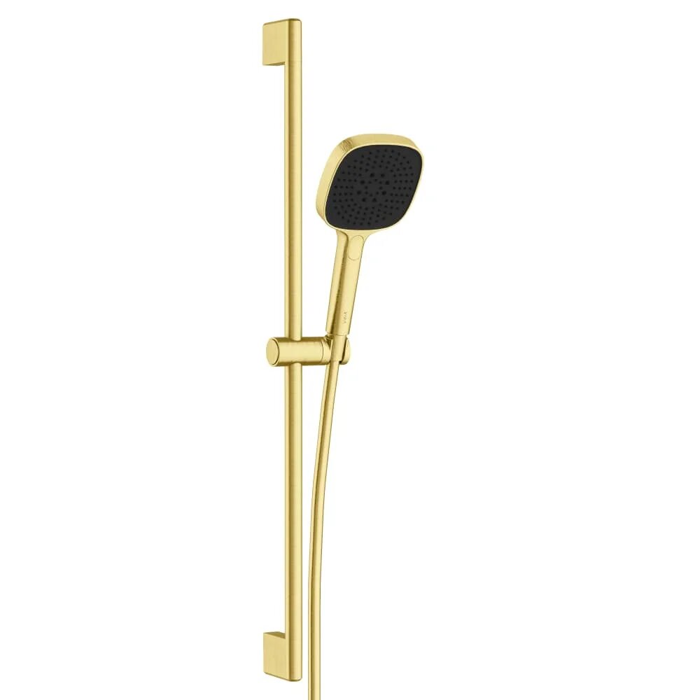 Душевой гарнитур VitrA Core Square A4591725EXP золотой, глянцевый, 3 режима струи, лейка для душа со шлангом и штангой