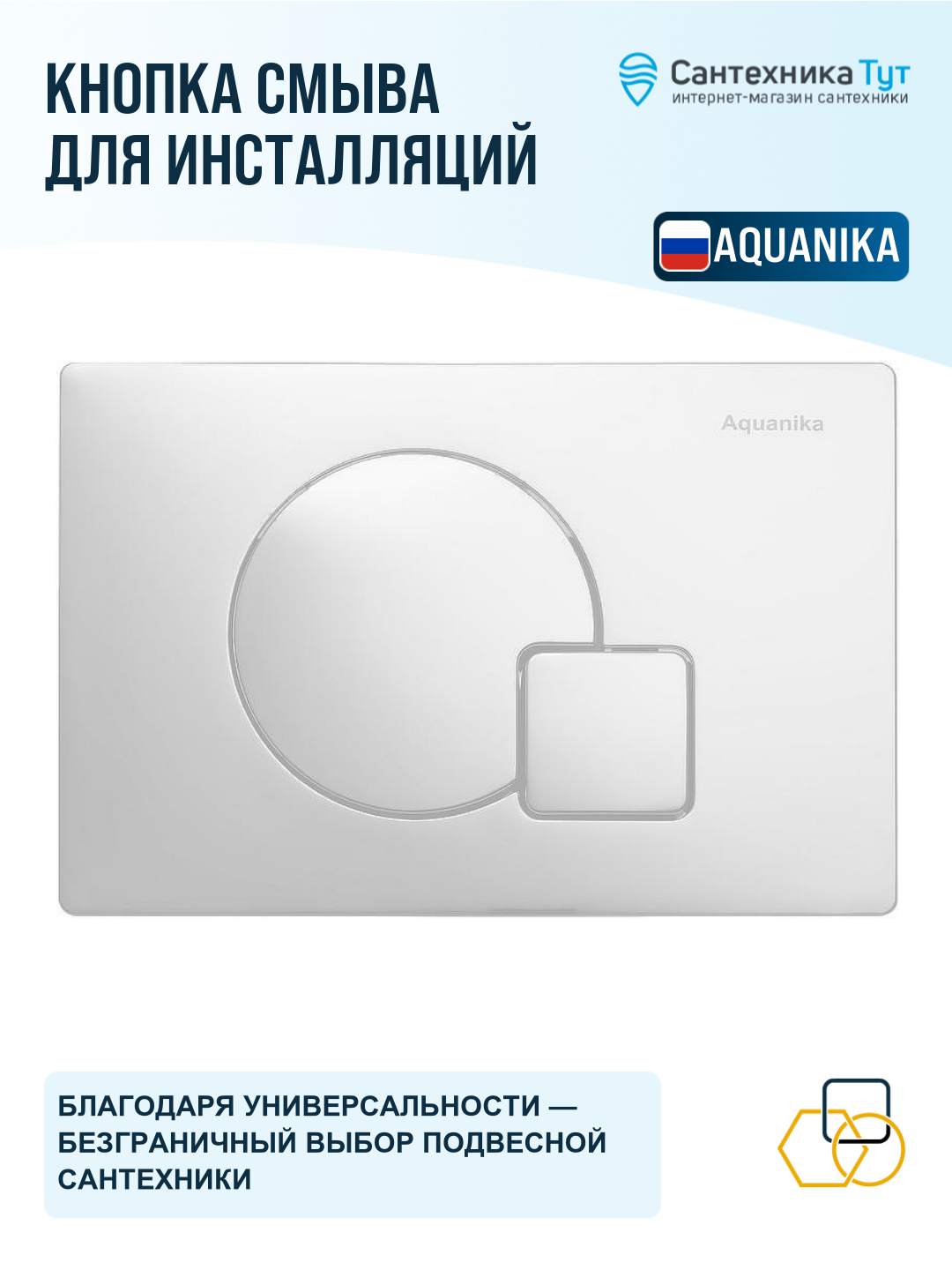Кнопка смыва для инсталляции Aquanika Basic Q-type 01.02.48 Белая — фото 1
