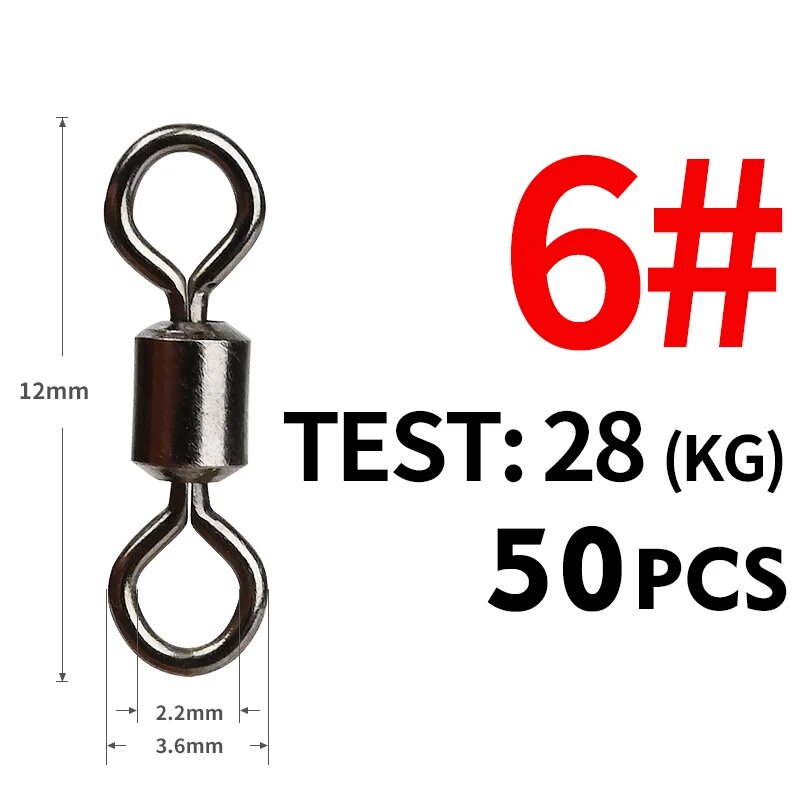 MEREDITH Рыболовные Вертлюги с Шарикоподшипниками 50 шт Size5 12mm 28kg