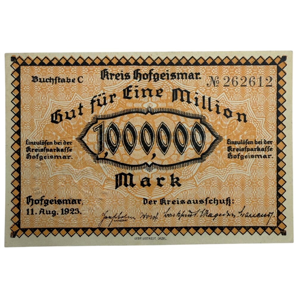 Германия (Веймарская республика) Хофгайсмар 1000000 (1 миллион) марок 1923 г. (Серия C)