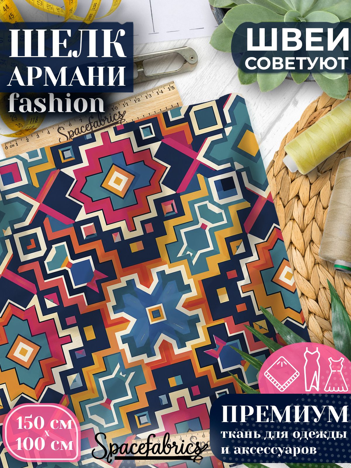 Ткань для шитья шелк Армани, искусственный атлас шелк для костюмов, платьев, юбок с принтом Перекрестья