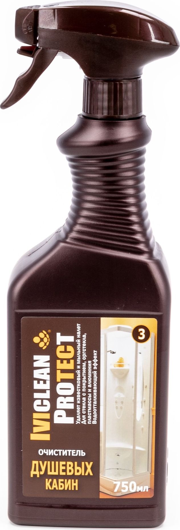 Чистящее средство Ивитек Iviclean Protect спрей-очиститель для душевых кабин - водоотталкивающий, удаляет известковый и мыльный налет, 750мл / бытовая химия для дома