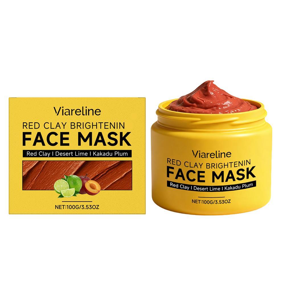 Viareline Маска для лица с красной глиной для сияния, 100 г