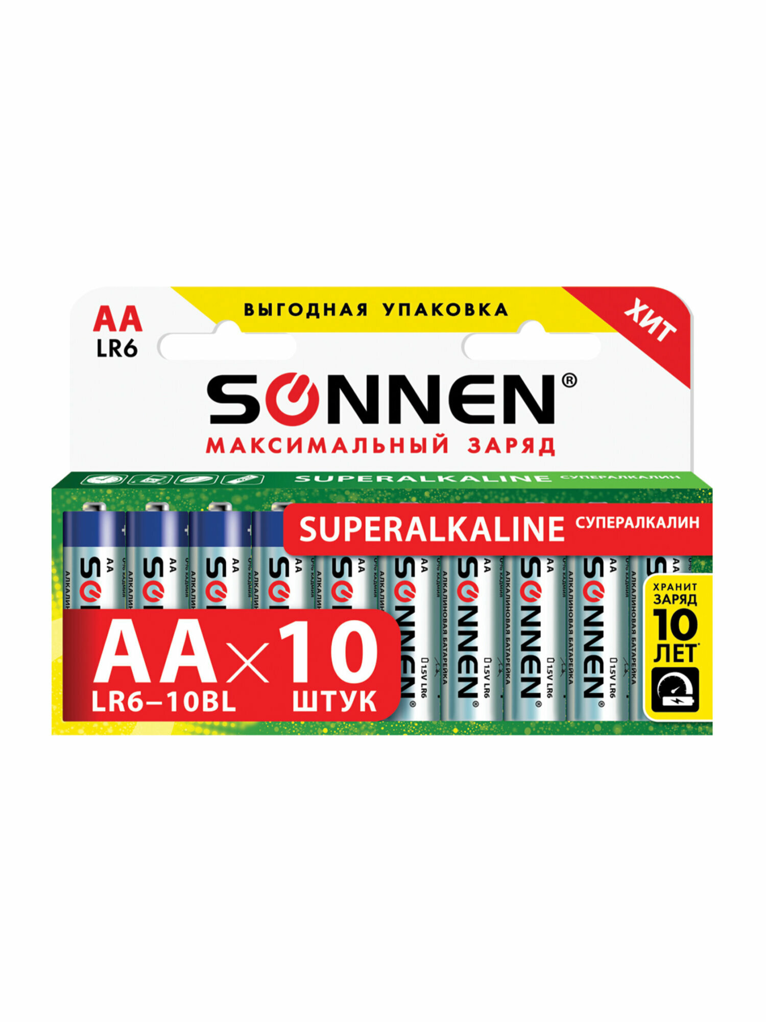 Батарейки алкалиновые Sonnen АА щелочные пальчиковые LR06 15А