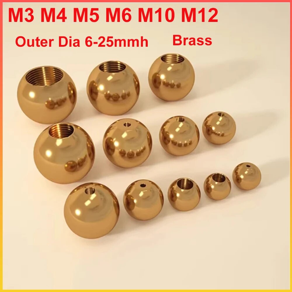 Латунные резьбовые шары M3 M4 M5 M6 M10 M12 6-25 мм M4x10 P0.7mm-5pcs