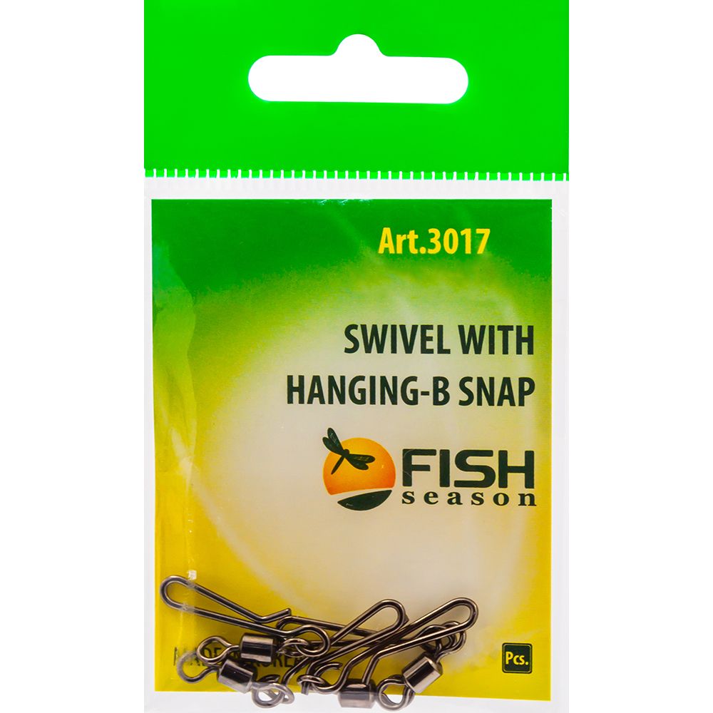 Вертлюжки с быстросъёмной застёжкой Fish Season SWIWEL w/HANGING-B Snap 3017 #06, 14 кг (7 шт/уп)