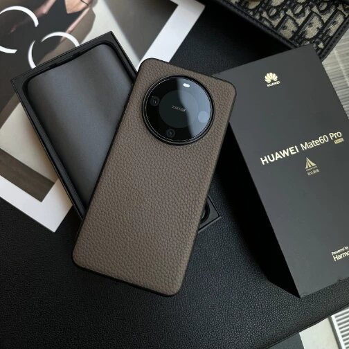 Чехол для Huawei Mate 70 Pro, темно-коричневый цвет - тонкий кожаный дизайн для смартфона