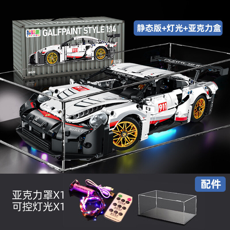 Конструктор Zhiji Qu с пультом управления модель гоночной машины 1:14 Porsche 911 GT3 игрушка Цвет：MG20 BaoShiJie 911