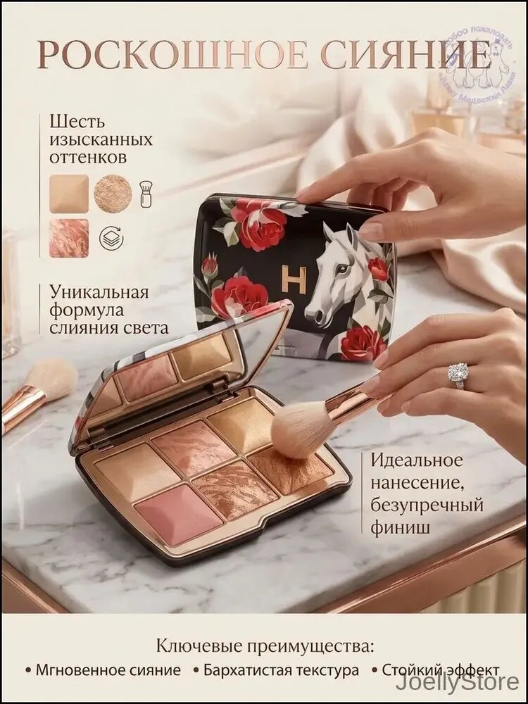 Палитра для лица Hourglass Ambient Lighting Palette 2025, румяна, хайлайтер, контурную -Horse