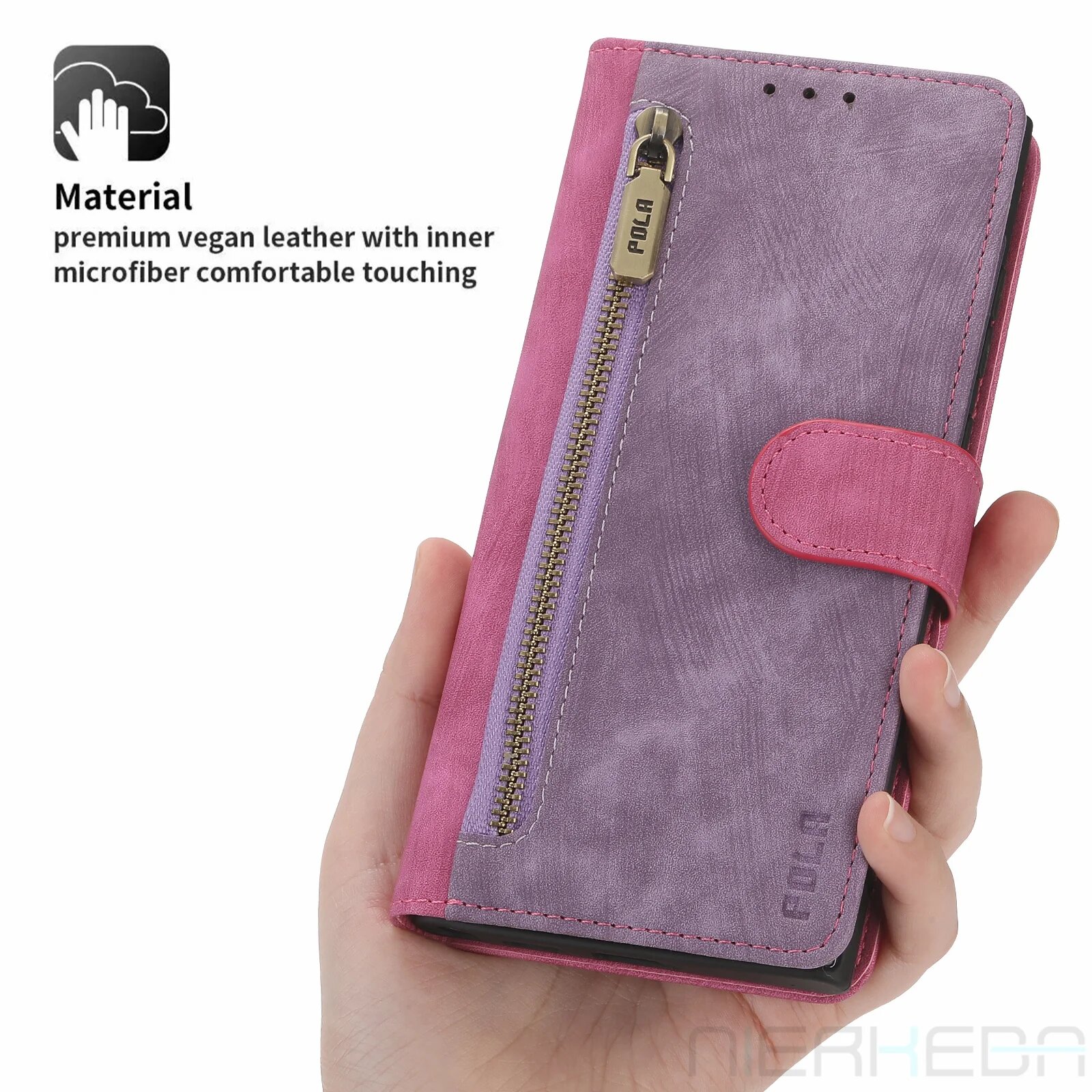 Кожаный чехол-кошелек с защитой от кражи для Xiaomi Mi Фиолетовый, Rose Red 011, XiaoMi 12T(12T Pro)