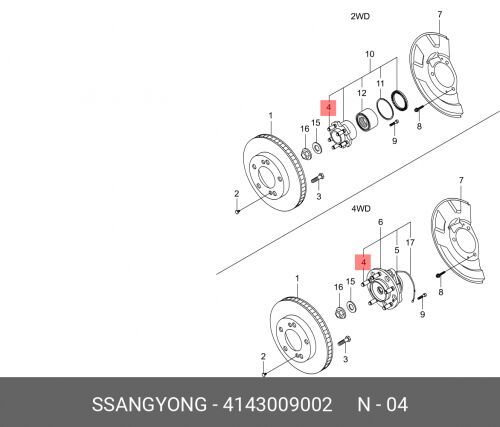 Шпилька ступицы SSANGYONG 4143009002