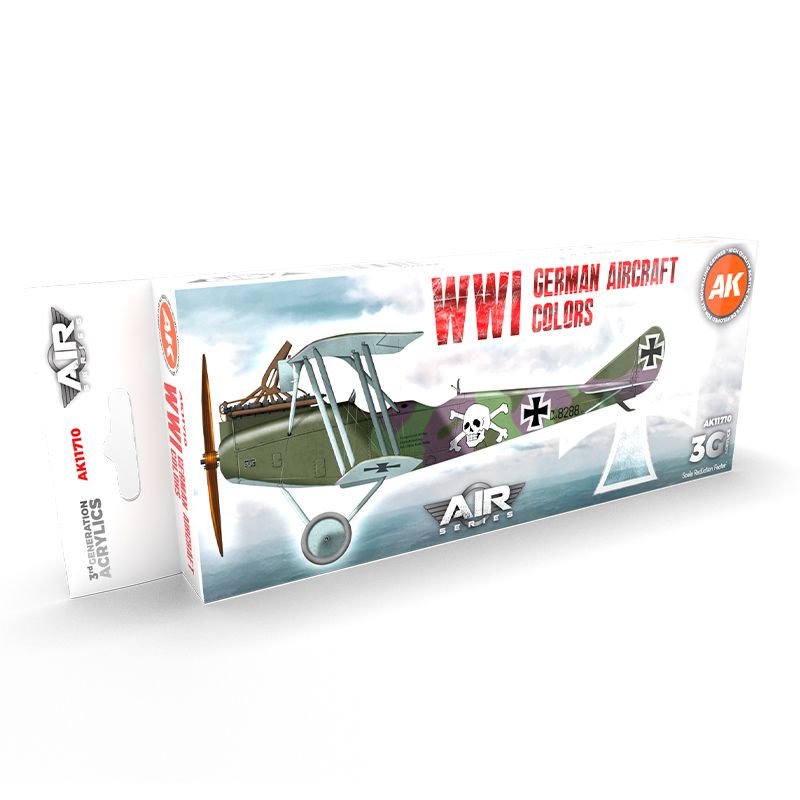 Набор красок AK Interactive - WWI German Aircraft Colors 3G, 6 красок