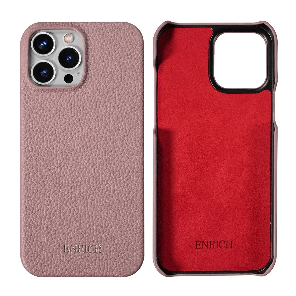 Розовый чехол из кожи для iPhone 13 Pro Max