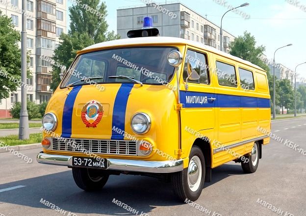 "РАФ-977" милиция. 42х59 см. Постер А2_083.