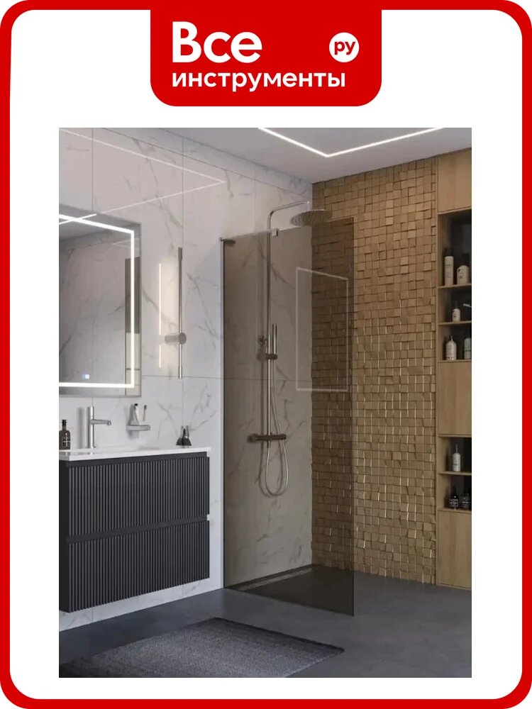 Душевая перегородка BelBagno UNO-L-1-TB-90-BR-Cr