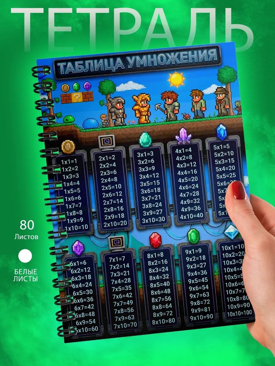 Тетрадь А5- Таблица умножения - Террария - Terraria