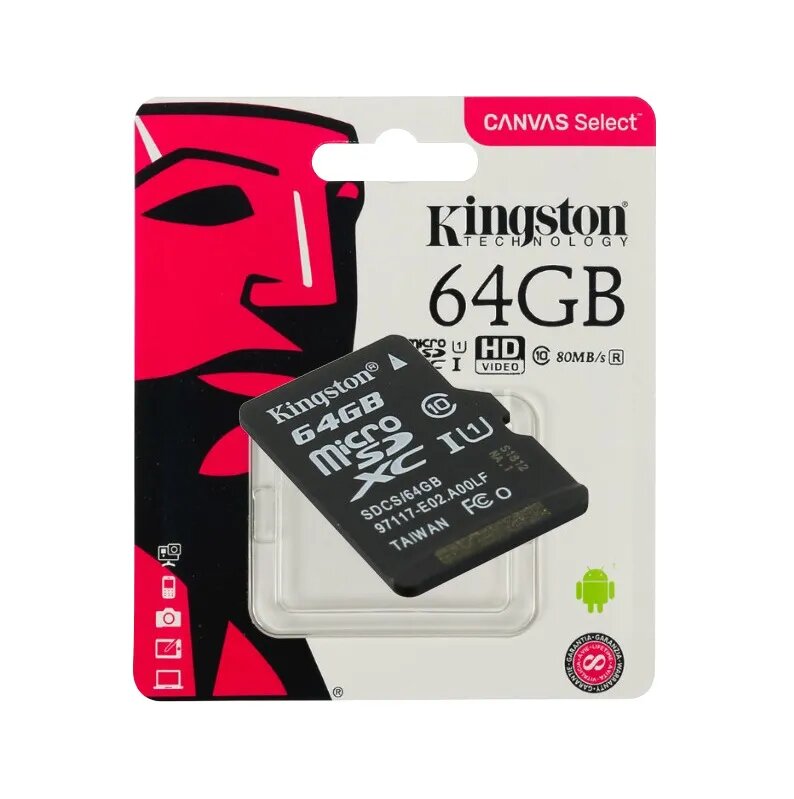 Карта памяти Micro SD 64 Гб - Карта памяти с переходником micro SD card + adapter / для телефона видеорегистратора