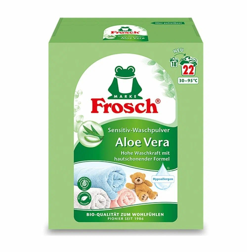 Frosch Color Aloe Vera Гипоаллергенный концентрированный порошок для стирки цветного белья 1,45 кг/22 стирки