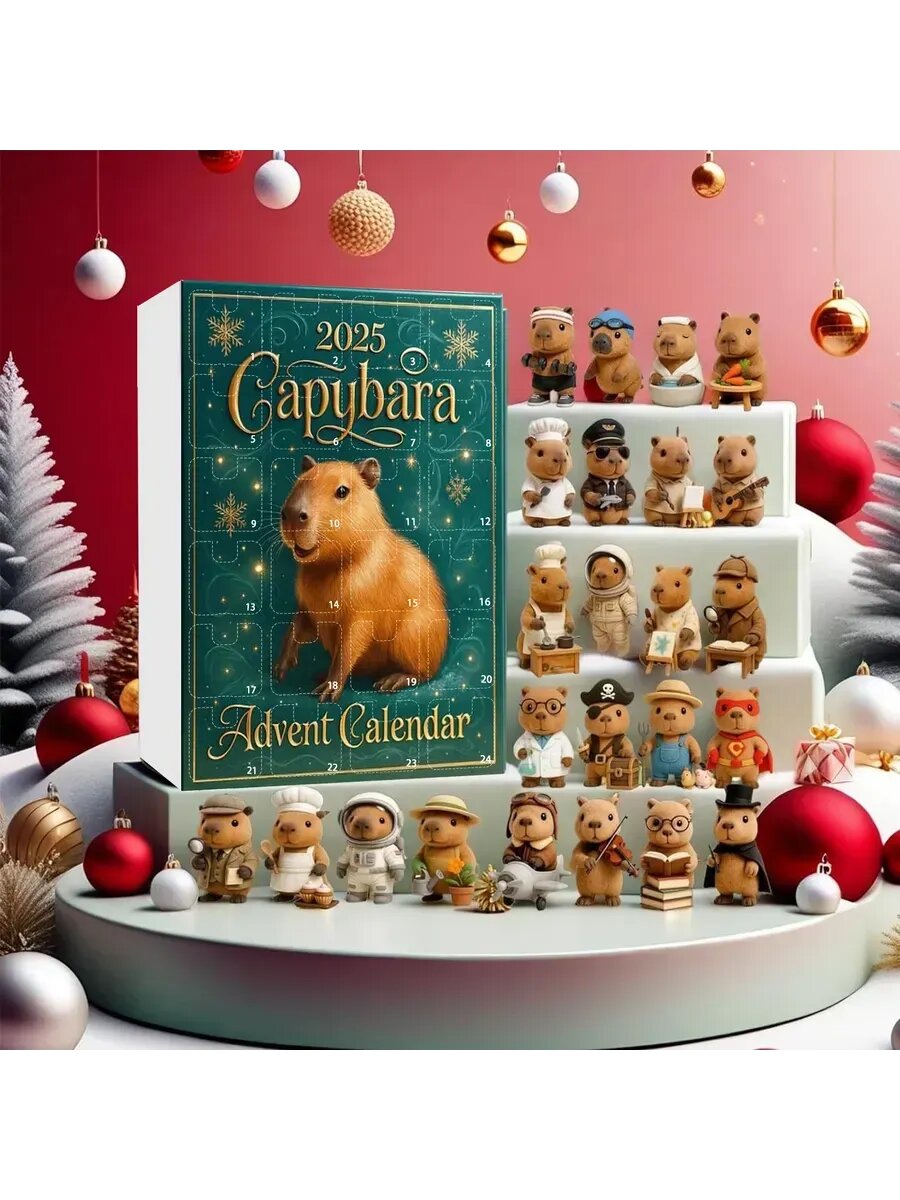 Календарь с капибарой 2025, 2D акриловые игрушки, Xmas
