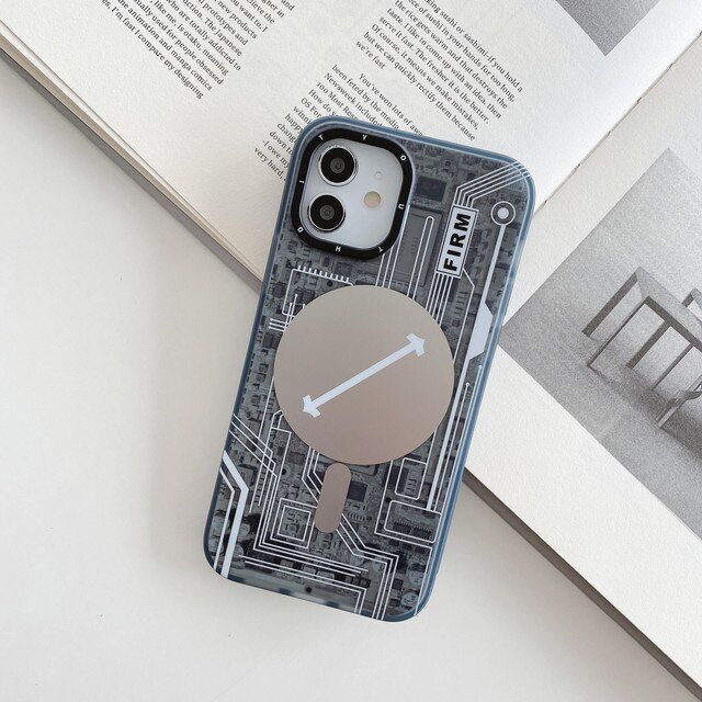 Чехол MagSafe для iPhone 14, Модель - Схема, Серый цвет