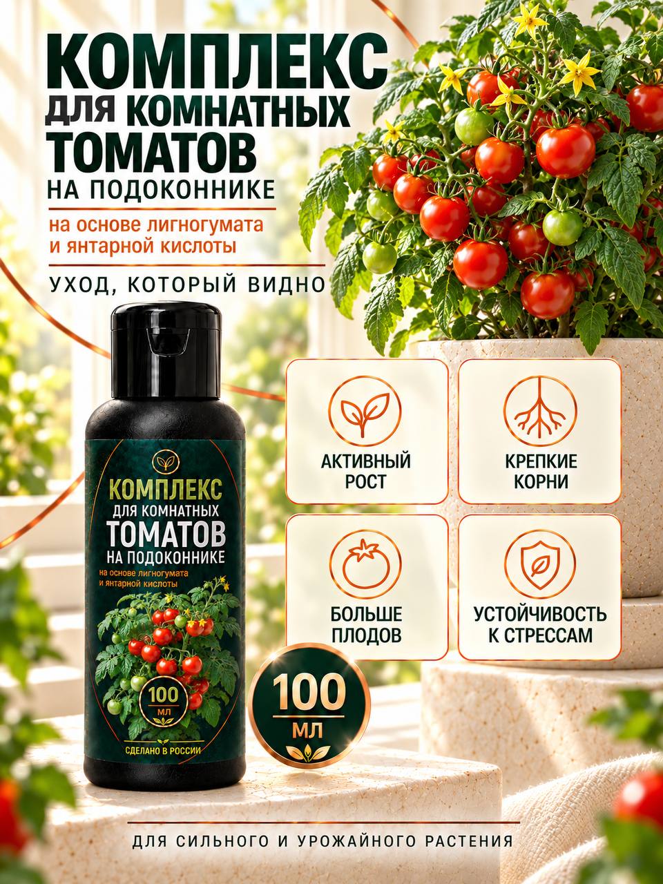 Комплекс для комнатных томатов помидоров на подоконнике