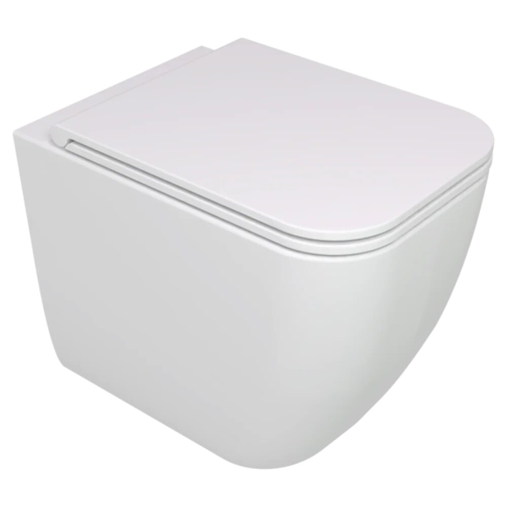 Приставной унитаз с крышкой и креплением GSG Ceramic Design Brio RUBRWCSET01000PFI, белый глянцевый