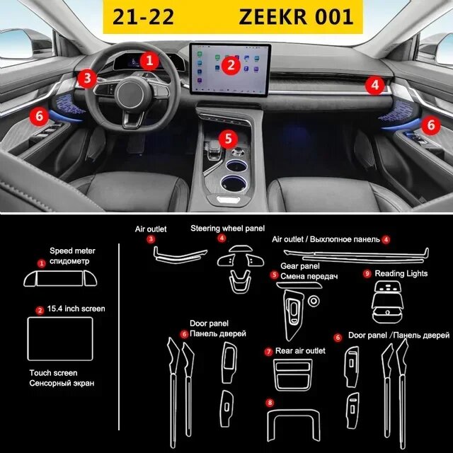 Для Geely ZEEKR 001 2021, аксессуары для интерьера, дверная ZEEKR 001 Set, Left Hand Driver