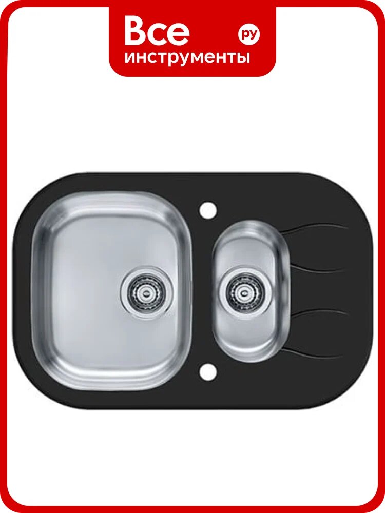 Мойка для кухни Alveus WAVE 30 черный 760X5001+1/2, в компл. с сиф.1077134, 1102730