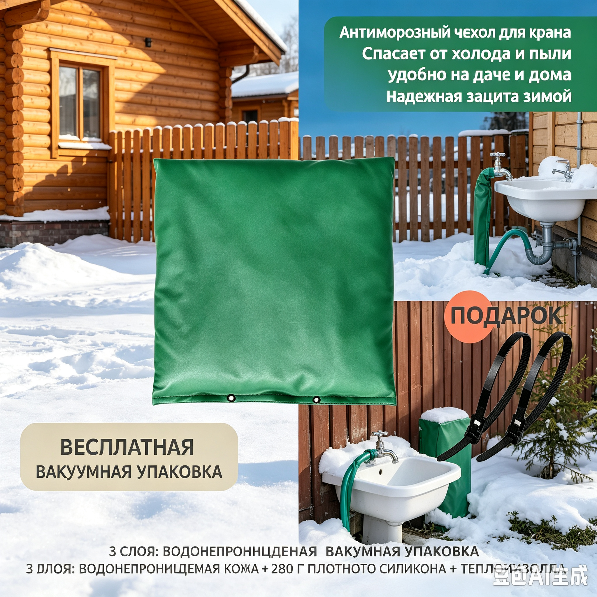 Утолщенный пылезащитный чехол, крышка от замерзания крана, для домашнего использования на открытом воздухе, 60*60 см