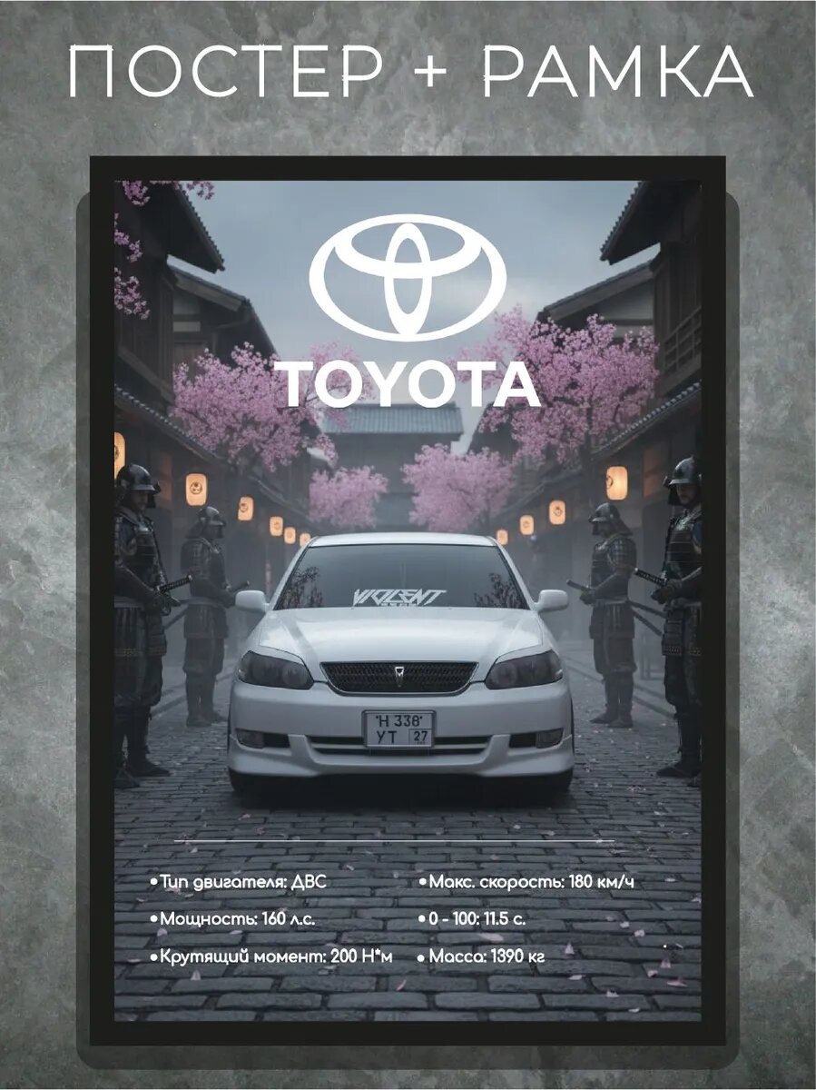 Постер TOYOTA MARK 2 в рамке A4 / Интерьерный декор для дома, офиса, подарок автолюбителю, другу, парню